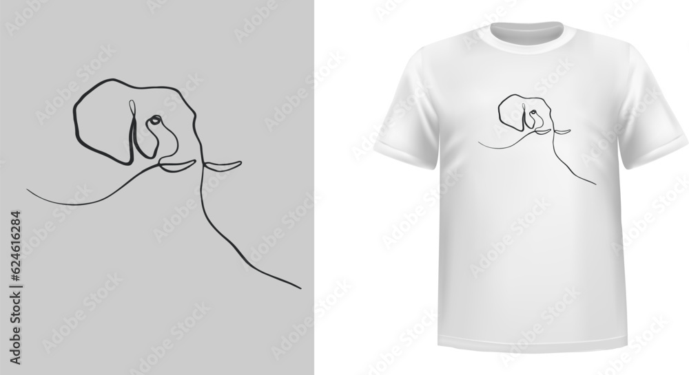 Photo & Art Print Elephant tusker face line art drawing minimalism, Pathum