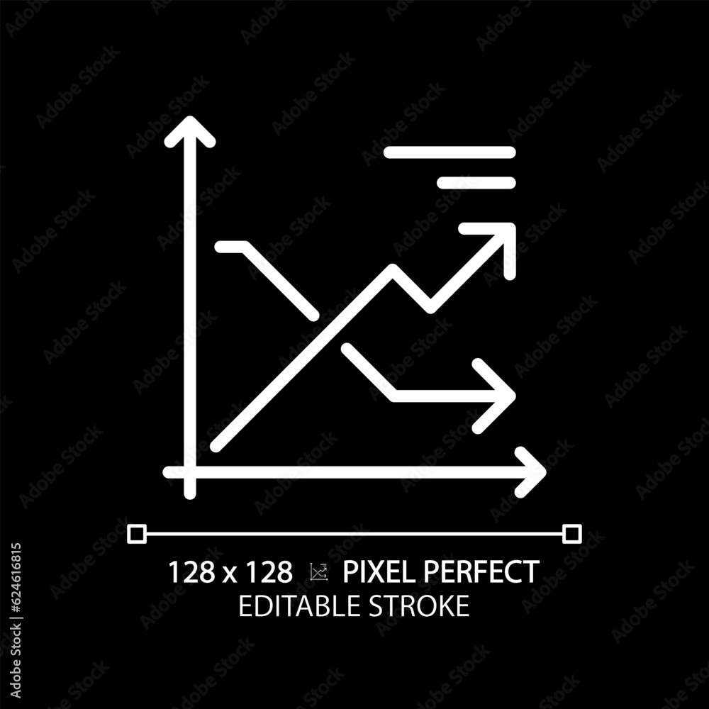 Line chart white linear icon for dark theme. Financial data. Market ...