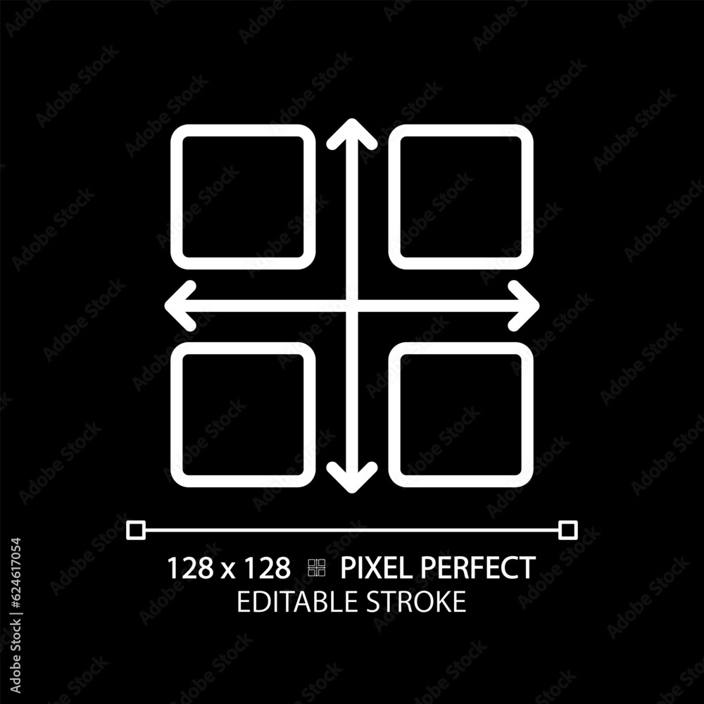 Matrix chart white linear icon for dark theme. Swot analysis. Business ...