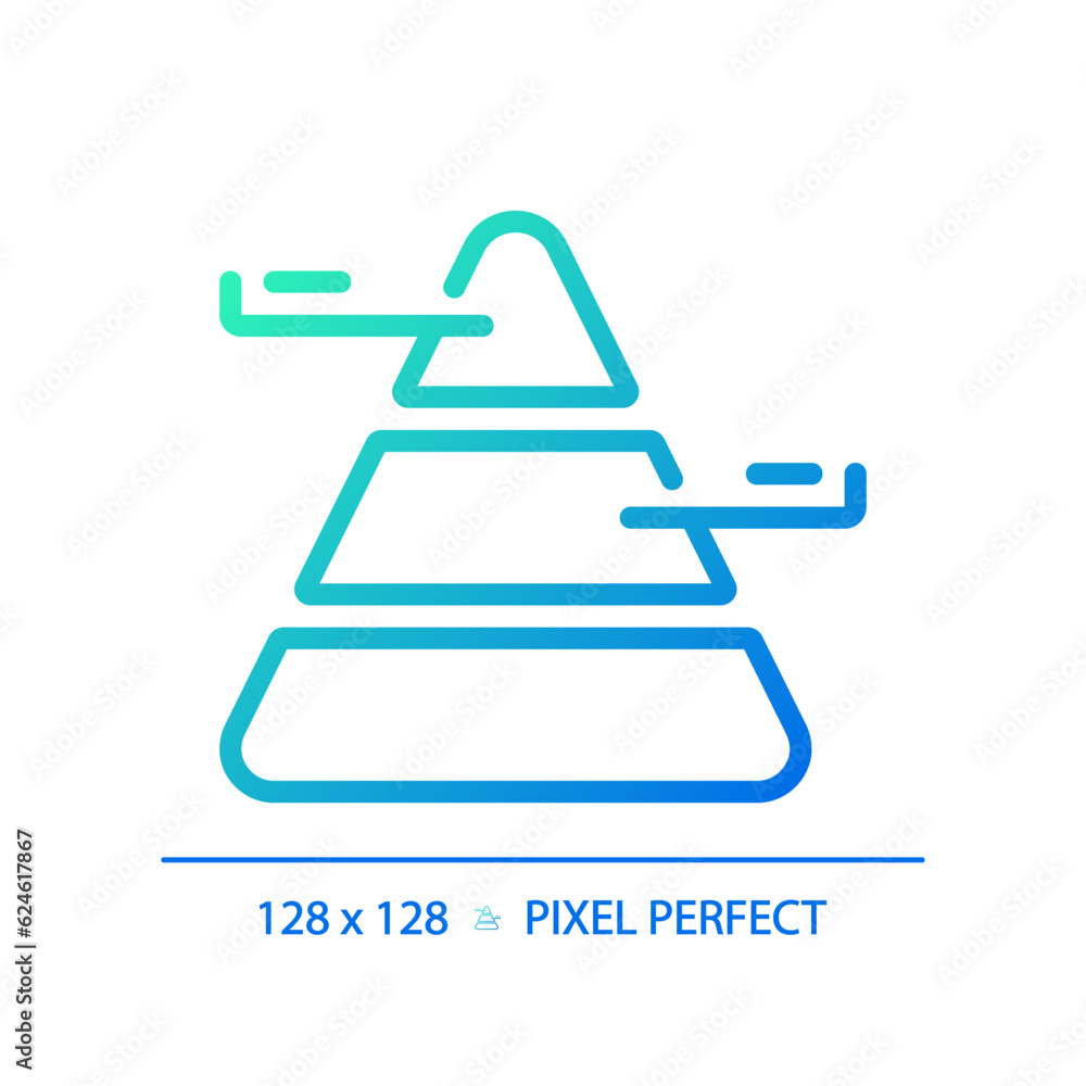 Pyramid chart gradient linear vector icon. Population demographic. Triangle chart. Hierarchical ...