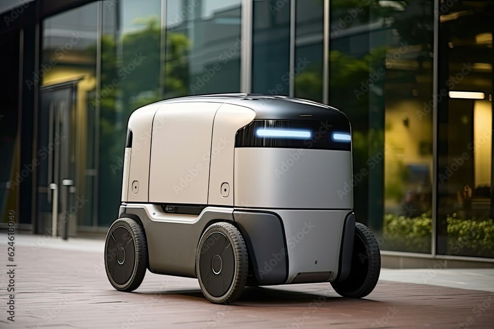 Autonomous delivery robot delivering order, Artificial intelligence ...