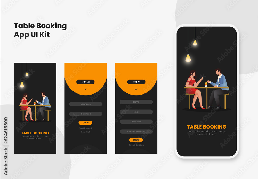 Table Booking Mobile App UI Kit Including as Sign In, Sign Up for ...
