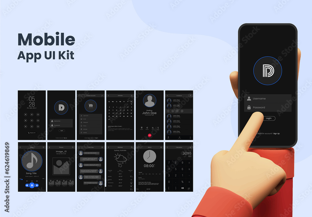 Wireframe UI, UX and GUI Layout with Different Screens Including as ...