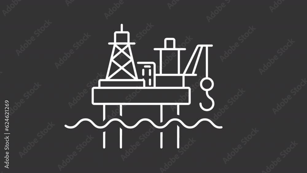 White icon animation of offshore oil platform, HD video with ...