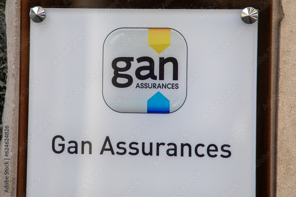 Gan assurances text brand and sign logo front wall entrance insurance ...