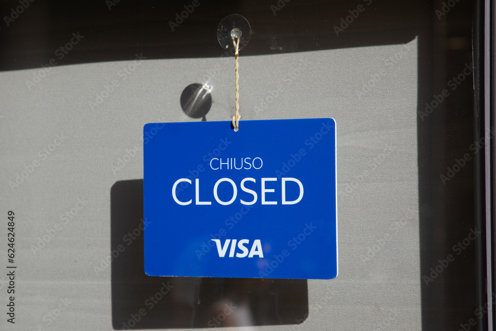 visa store closed signage italy chiuso sign logo and text italian brand ...