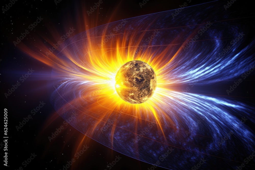 Magnetic lines of force surrounding Earth known as the magnetosphere ...