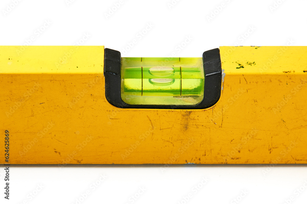 Old Water Level Gauge Ruler (Spirit Level) isolated on white background ...