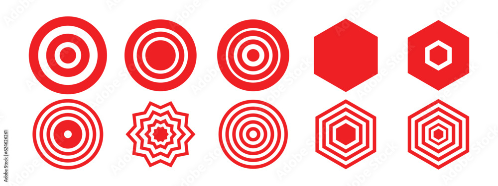 Set of rounded corners. Triangle, square, hexagon, waves, random ...