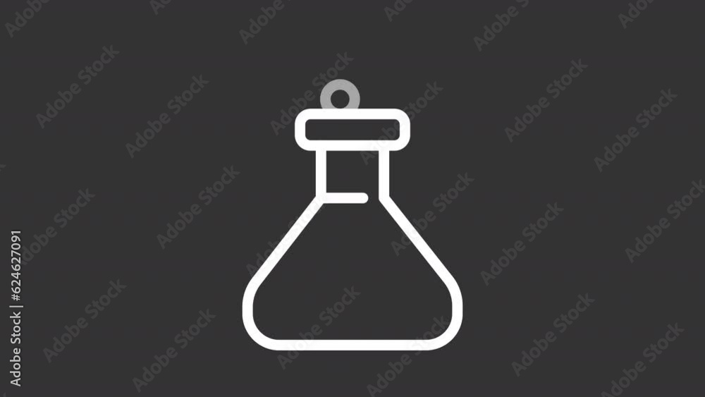 Chemical flask white animated icon. Science experiment line animation ...