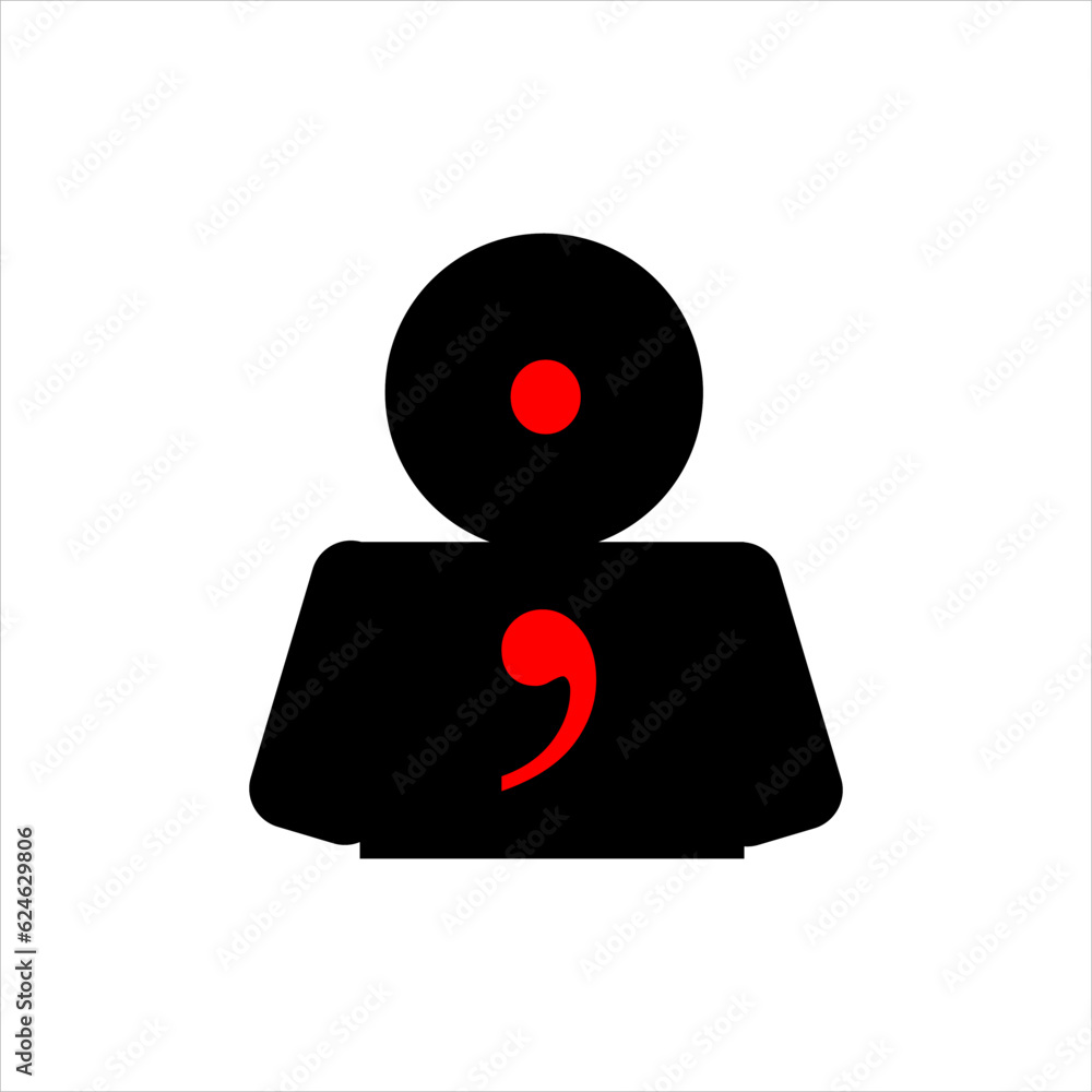 Semicolon icon, a symbol of support for people with depression. Stock ...