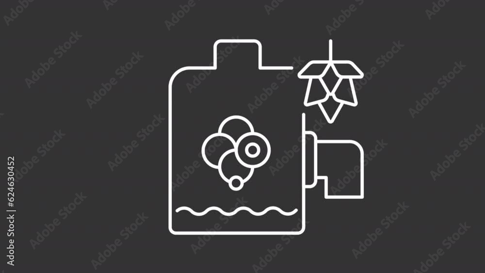 Set of white icon animation of beer brewing process, HD video with ...