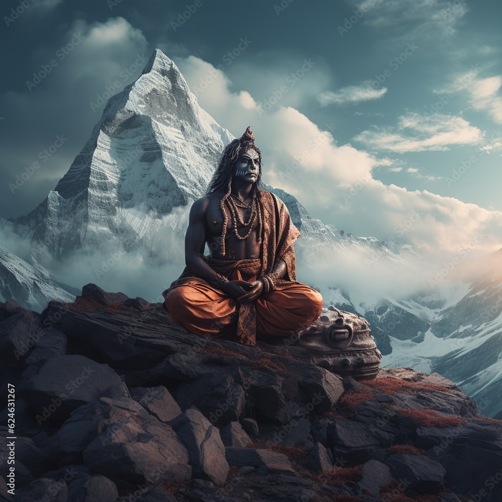 Lord mahadev. God Shiv poster design for wallpaper. Generative Ai. 素材庫 ...