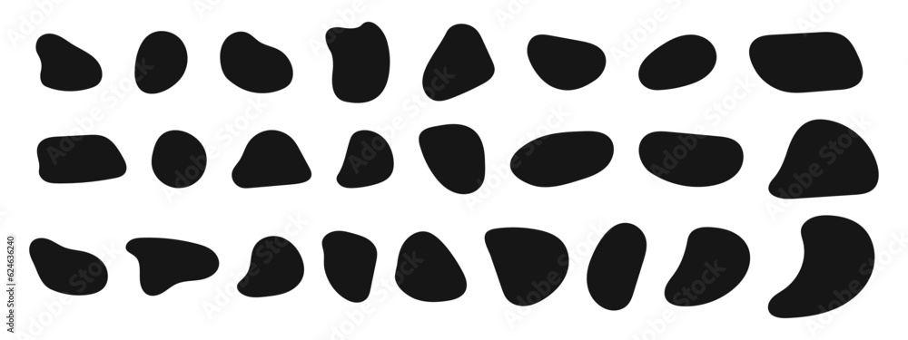 Set of irregular shapes, organic blobs, liquid stains, ink splodges ...