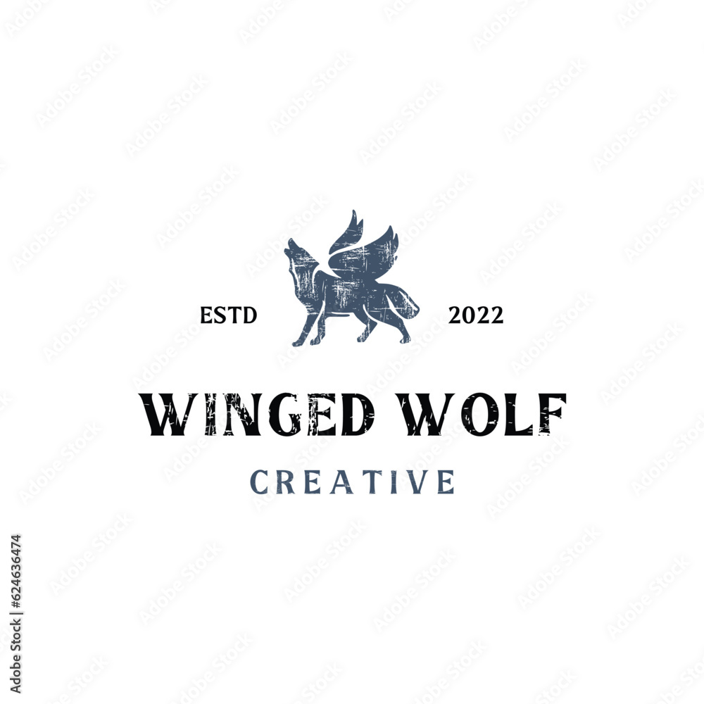 winged wolf logo design vector illustration Stock Vector | Adobe Stock
