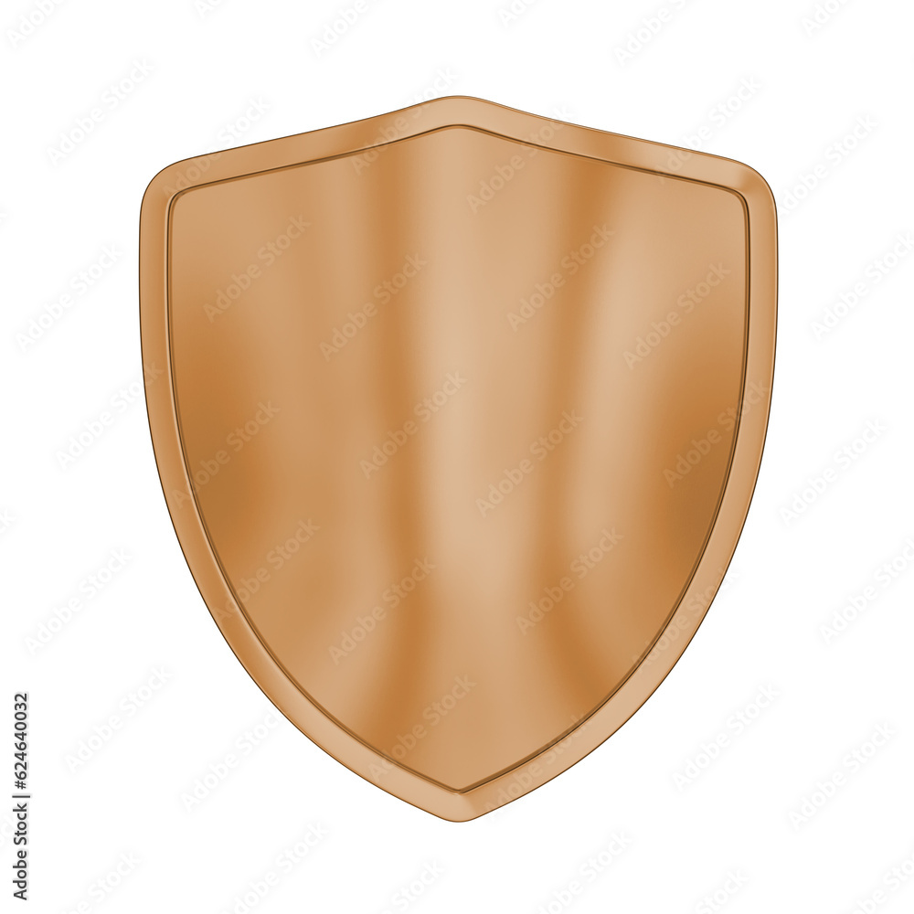 bronze shield guard badge isolated on white background element 3d illustration. bronze shield ...