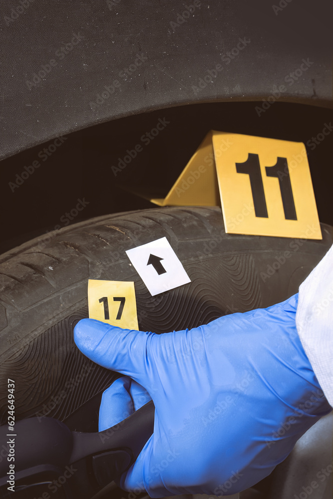 Crime scene investigation - collecting of evidences of soil samples on ...