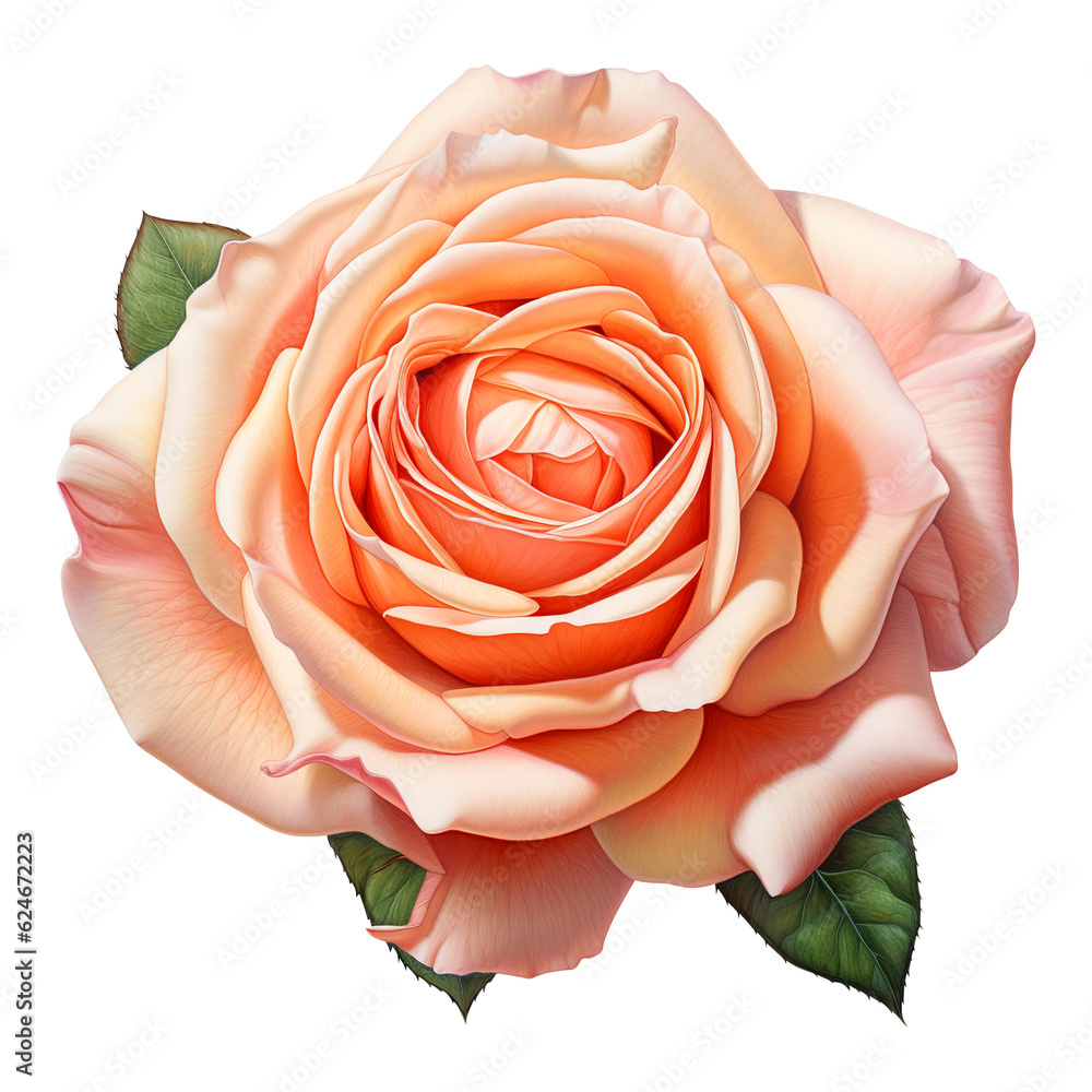 Peach, Pink Rose on transparent background Remove png created with ...
