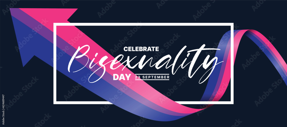 Celebrate Bisexuality Day White Text In White Frame With Pink Purple