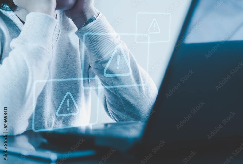 System hacked alert after cyberattack on computer network Compromised ...