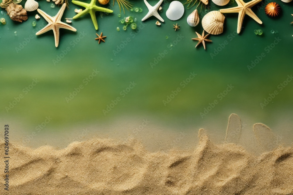 Beach themed frame for Flyers, Menù or Posters with Holiday Vacation ...
