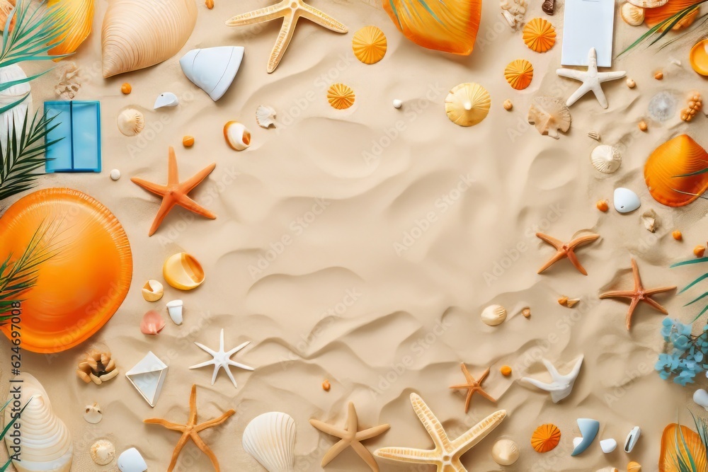 Beach themed frame for Flyers, Menù or Posters with Holiday Vacation ...