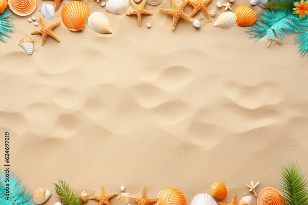 Beach themed frame for Flyers, Menù or Posters with Holiday Vacation ...