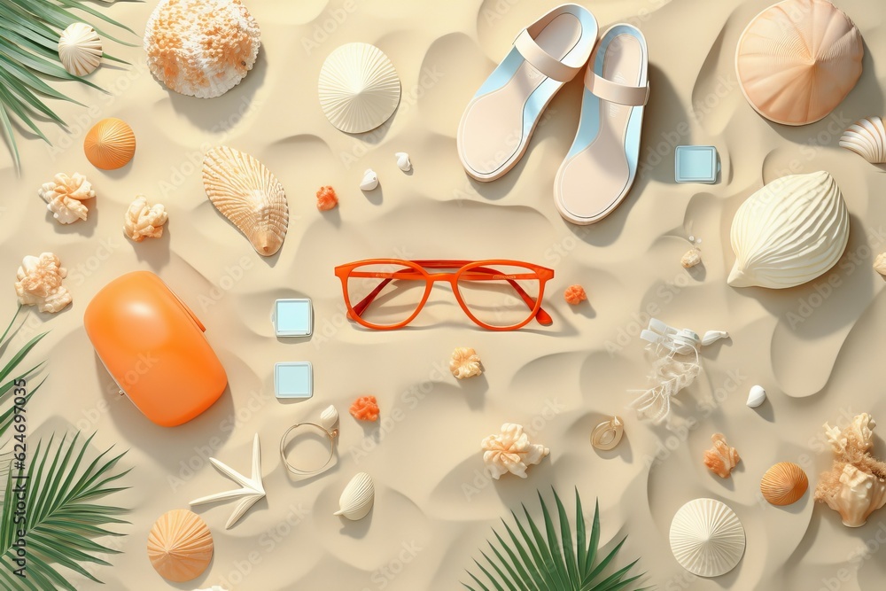 Beach themed frame for Flyers, Menù or Posters with Holiday Vacation ...