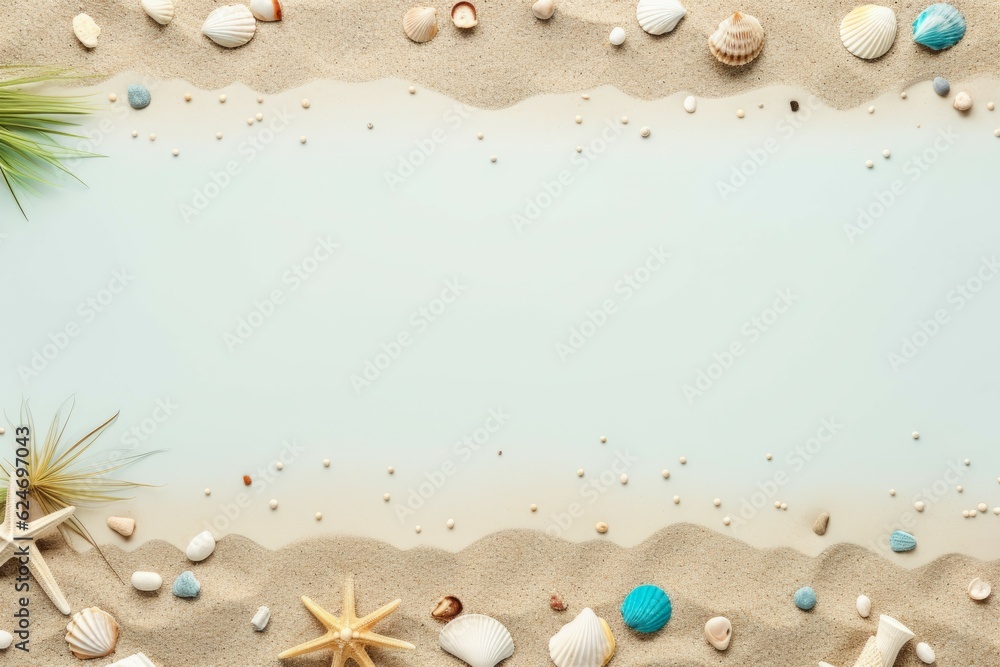 Beach themed frame for Flyers, Menù or Posters with Holiday Vacation ...