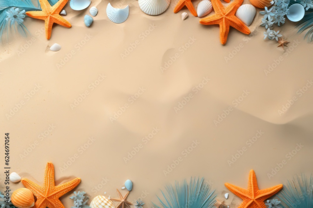 Beach themed frame for Flyers, Menù or Posters with Holiday Vacation ...