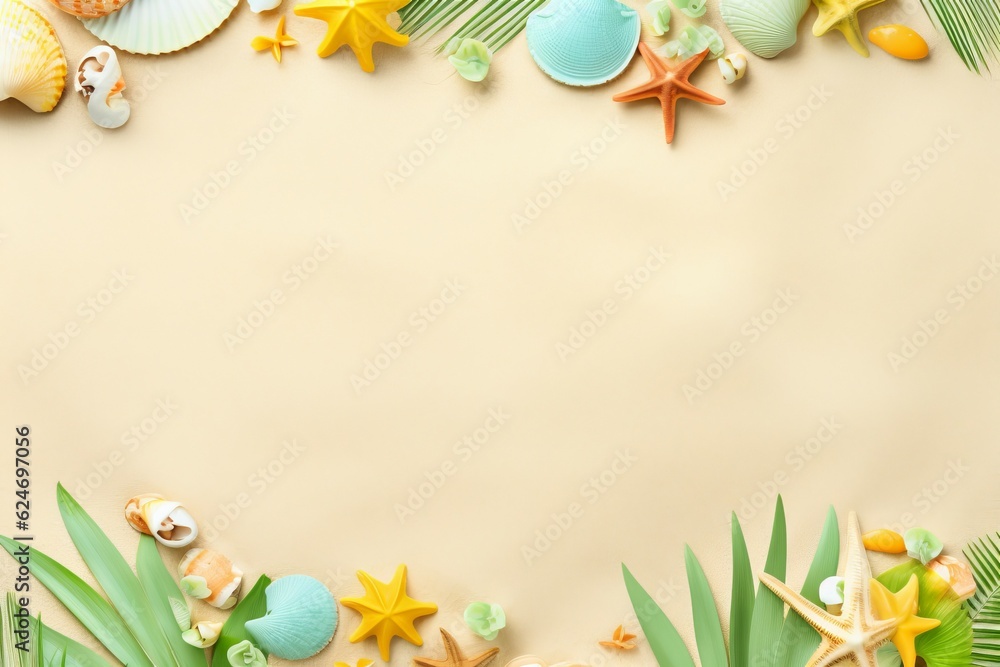 Beach themed frame for Flyers, Menù or Posters with Holiday Vacation ...