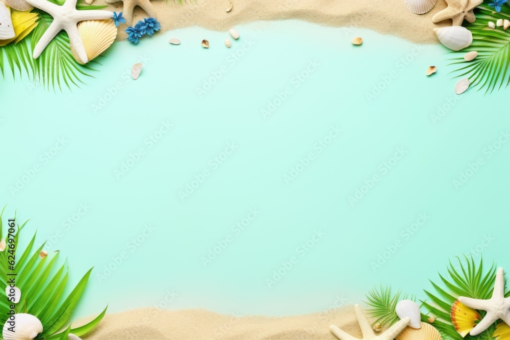 Beach themed frame for Flyers, Menù or Posters with Holiday Vacation ...