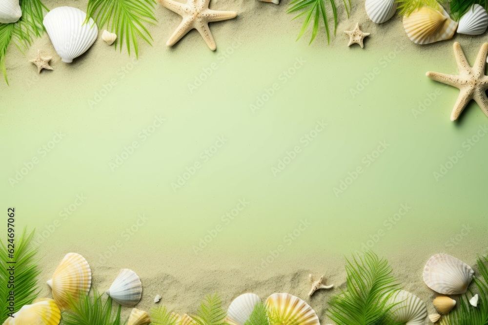 Beach themed frame for Flyers, Menù or Posters with Holiday Vacation ...