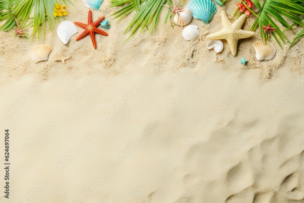 Beach themed frame for Flyers, Menù or Posters with Holiday Vacation ...