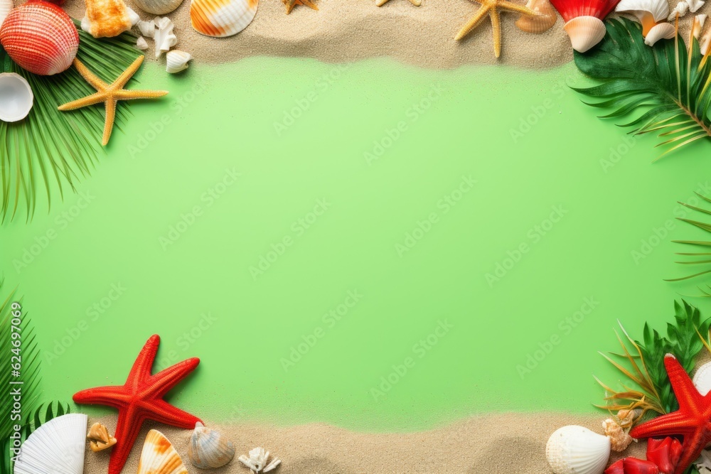 Beach themed frame for Flyers, Menù or Posters with Holiday Vacation ...