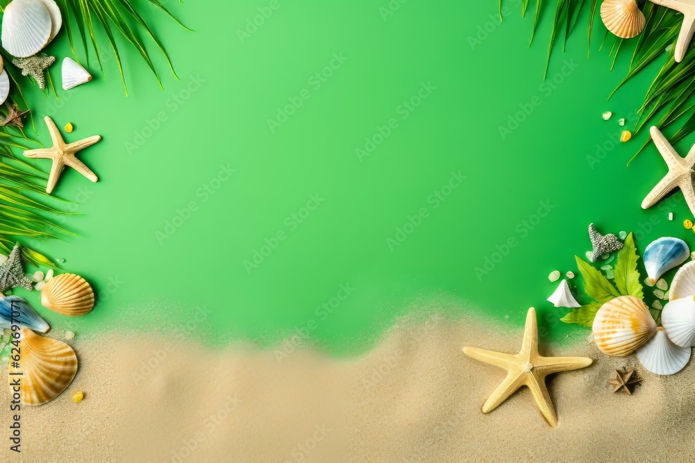 Beach themed frame for Flyers, Menù or Posters with Holiday Vacation ...