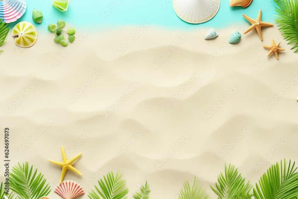 Beach themed frame for Flyers, Menù or Posters with Holiday Vacation ...