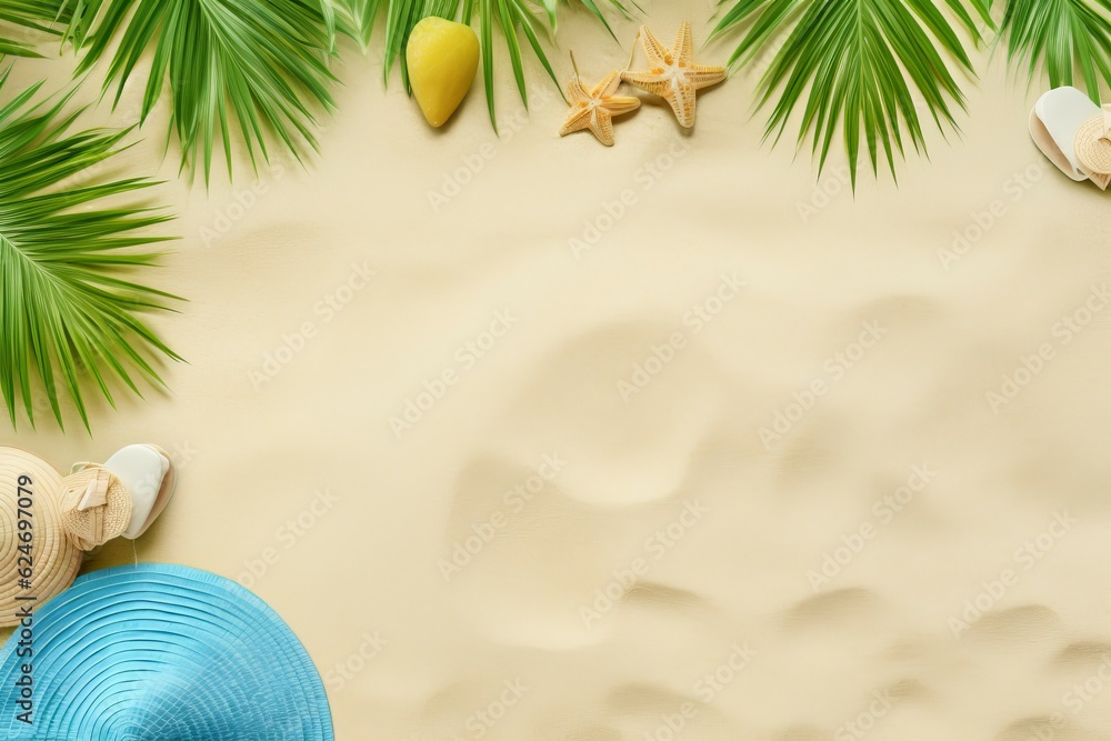 Beach themed frame for Flyers, Menù or Posters with Holiday Vacation ...