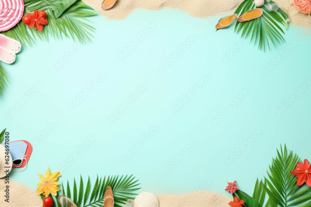 Beach themed frame for Flyers, Menù or Posters with Holiday Vacation ...