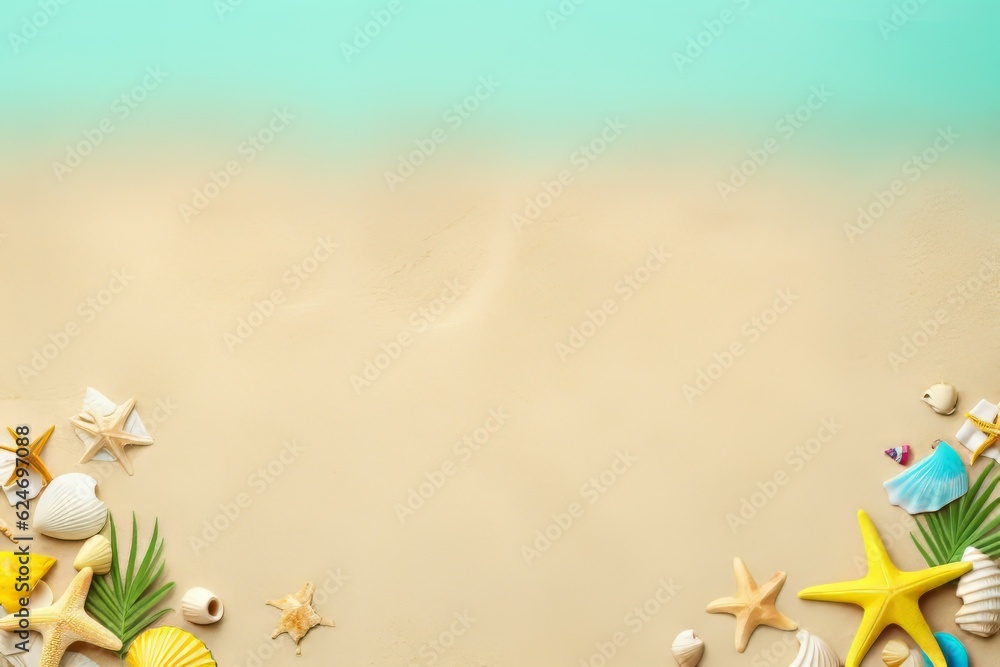 Beach themed frame for Flyers, Menù or Posters with Holiday Vacation ...