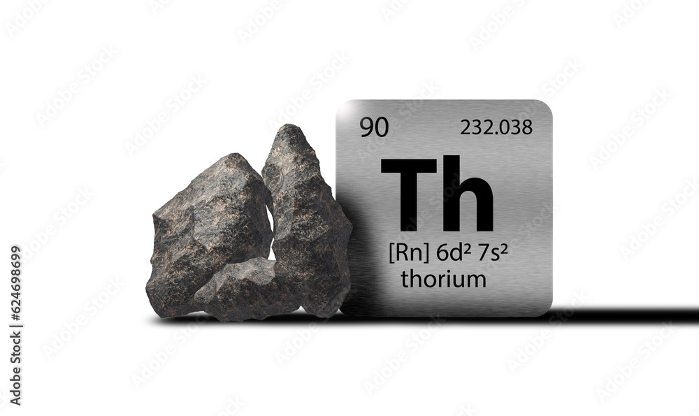 Thorium elements on a metal periodic table with greyish black ...
