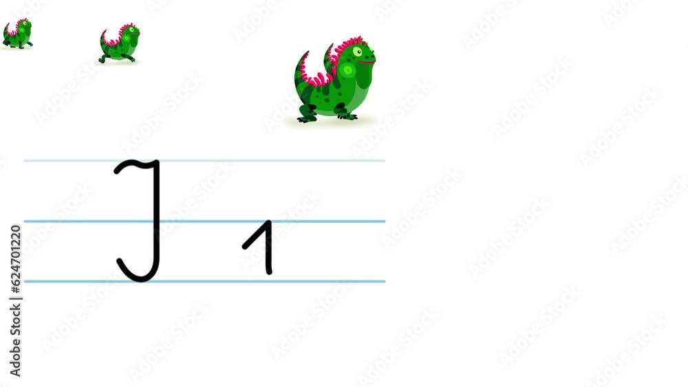 I letter writing like iguana cartoon animation. A compatibile part of ...