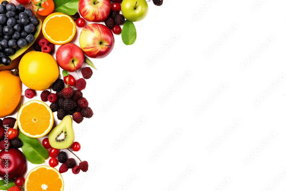 Isolated Mixed Fruits Frame on a Transparent Background. Generative AI ...