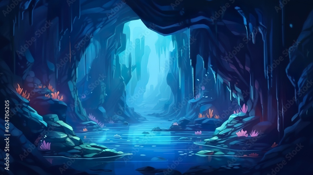 Abstract background underwater cave. A mesmerizing illustration of an ...