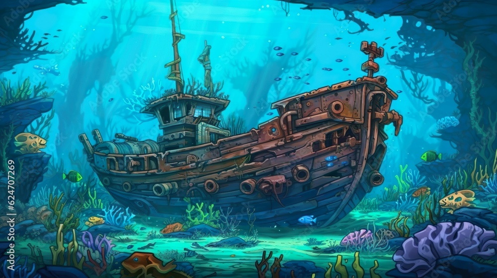 Abstract background shipwreck. A visually striking banner design ...