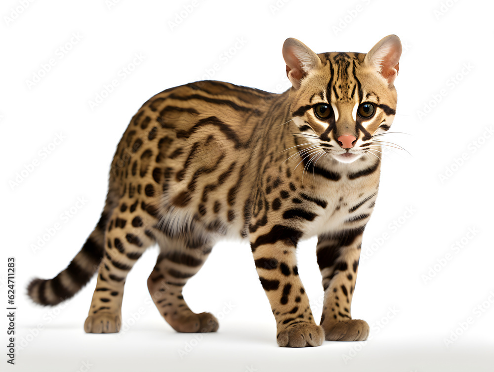 "Ocelot wild cat Males are larger than females. It has short, soft fur ...