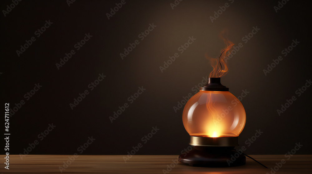Dark aroma Diffuser lamp banner background with empty copy space on the ...