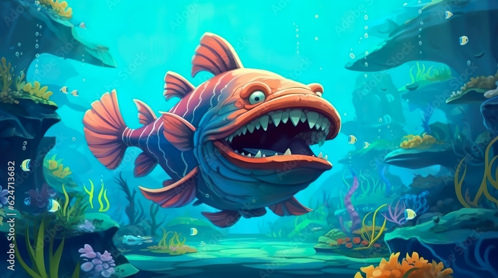 Background deep sea monster fish. A visually stunning composition of ...