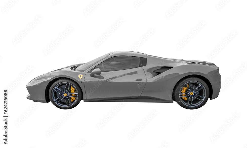 red sports car FERRARI isolated on white, side view of red ferrari PNG ...