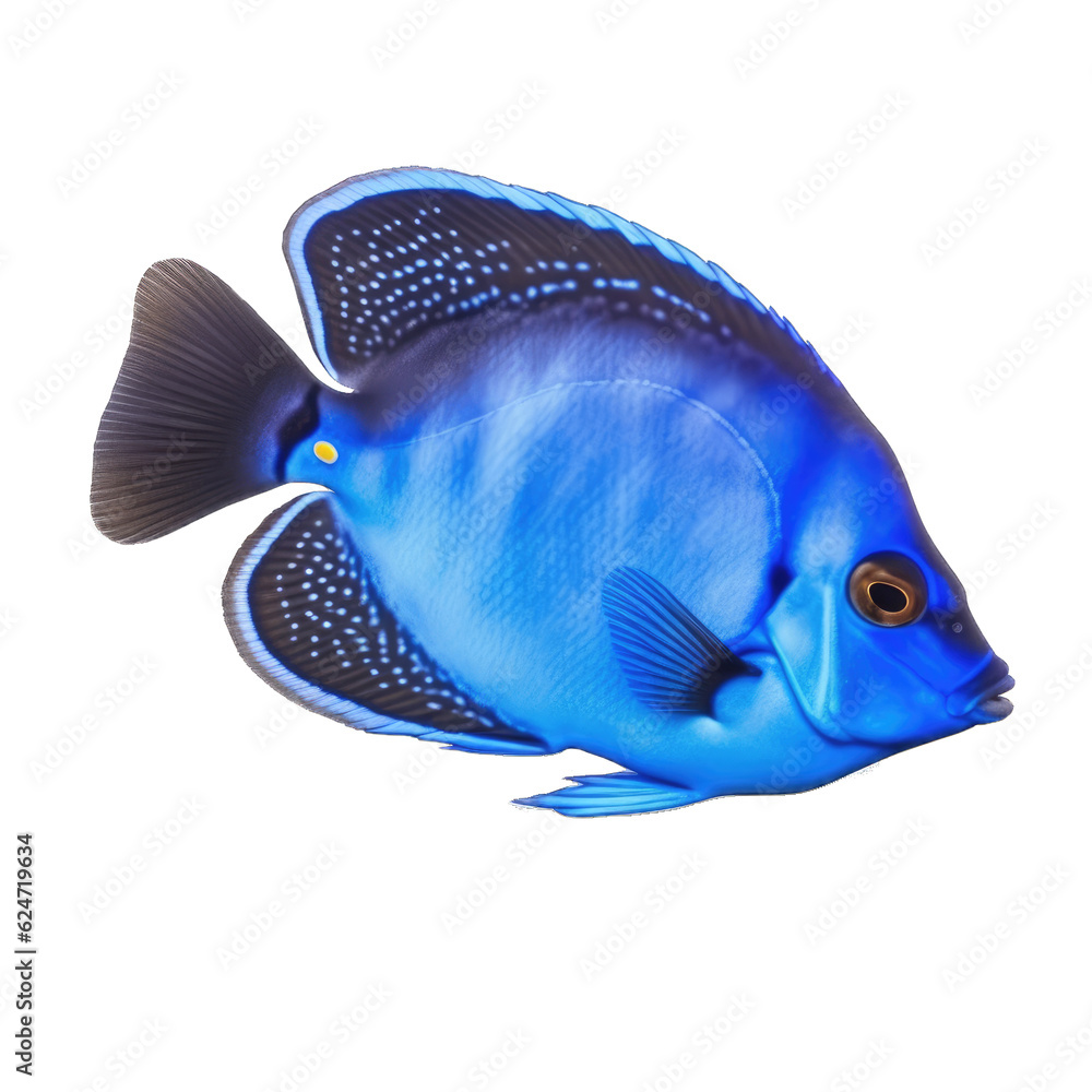 Blue tang fish (ocean marine animal) isolated on transparent background ...